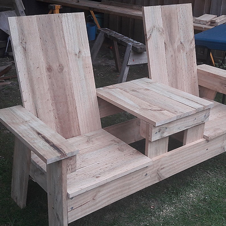 Plans for a Two Seater Bench With Built in Table Made of 1×6 Lumber - Etsy