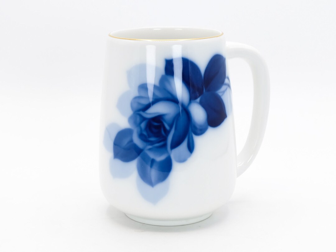 Japanese Porcelain Beer Mug 750ml With Blue Rose Design by Okura Art ...