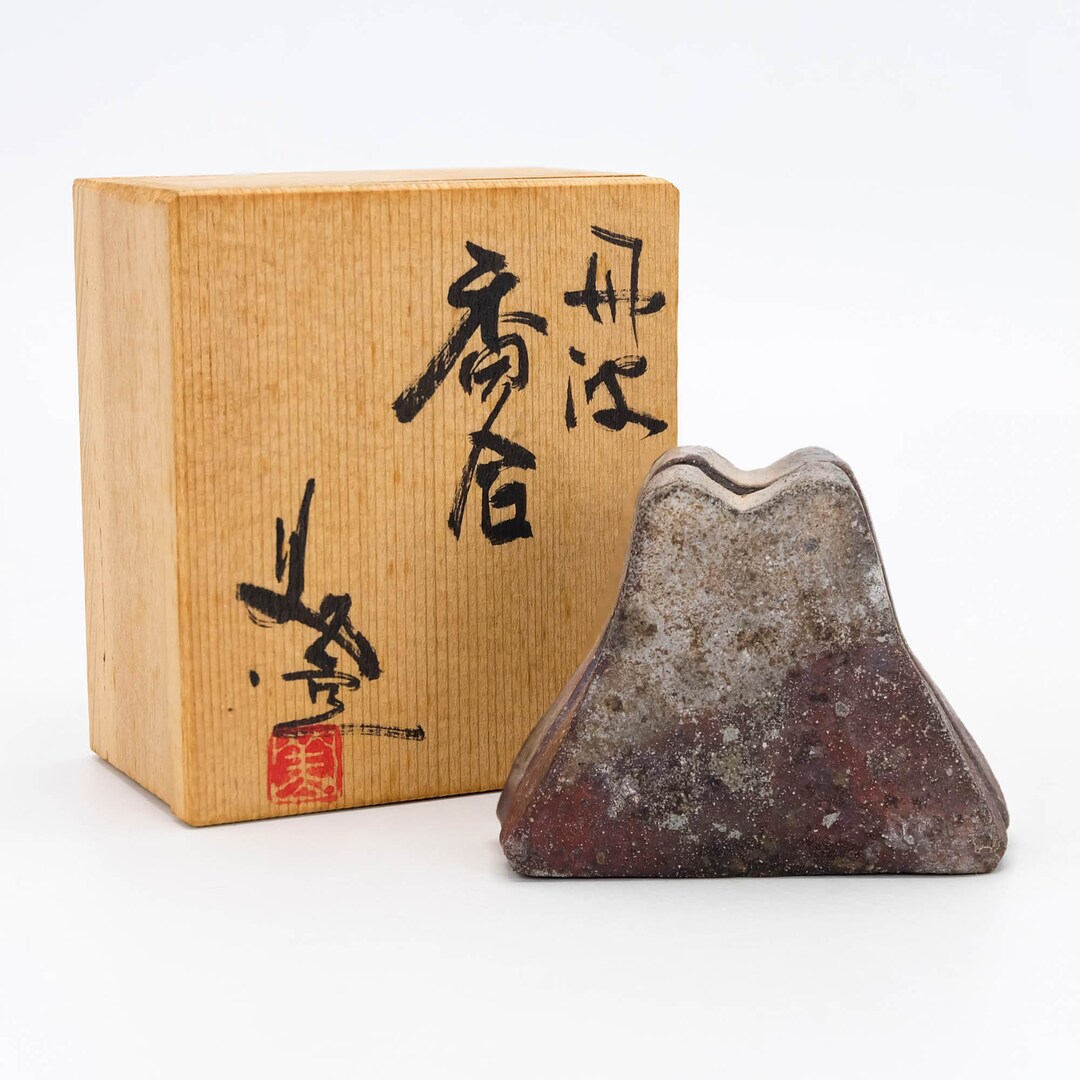 Japanese Pottery Incense Container Mount Fuji Tamba Ware Kogou Kogo Box ...