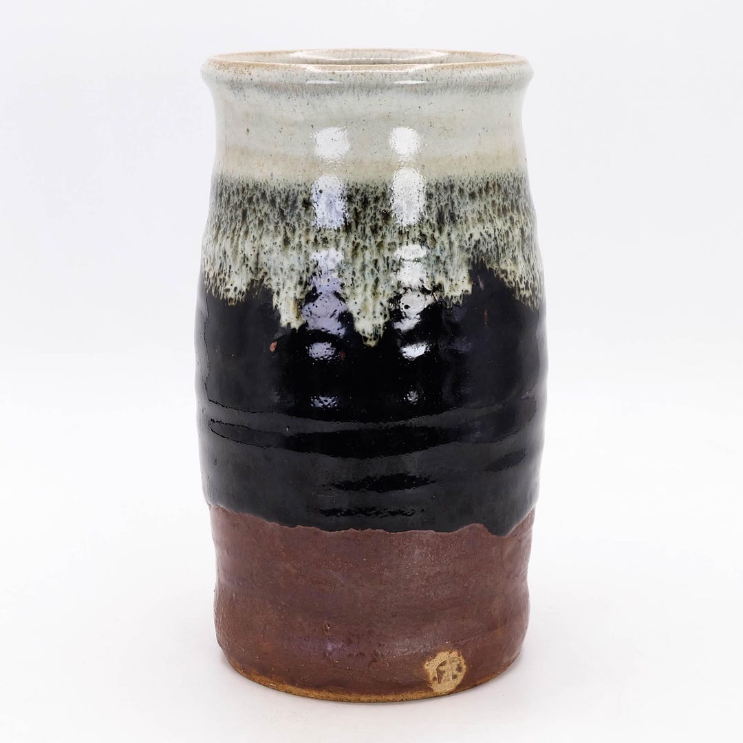 Japanese Pottery Vase Mashiko Ware by Kimura Ichiro Three Colors Glaze ...