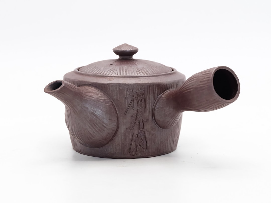 Kyusu Teapot 250ml Shidei Purple Clay Tree Bark Design Banko Yaki ...