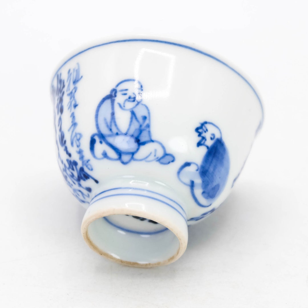 Japanese Tea Cup 50ml Sometsuke Blue and White Scholar by Takano Shoami ...