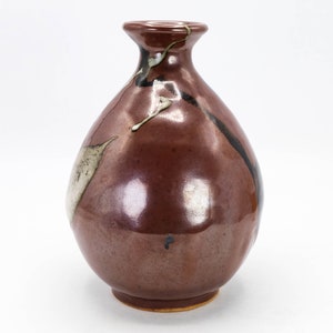 Japanese Pottery Vase Nuka Tenmoku Kaki Glaze Mashiko Ware Hanaire ...