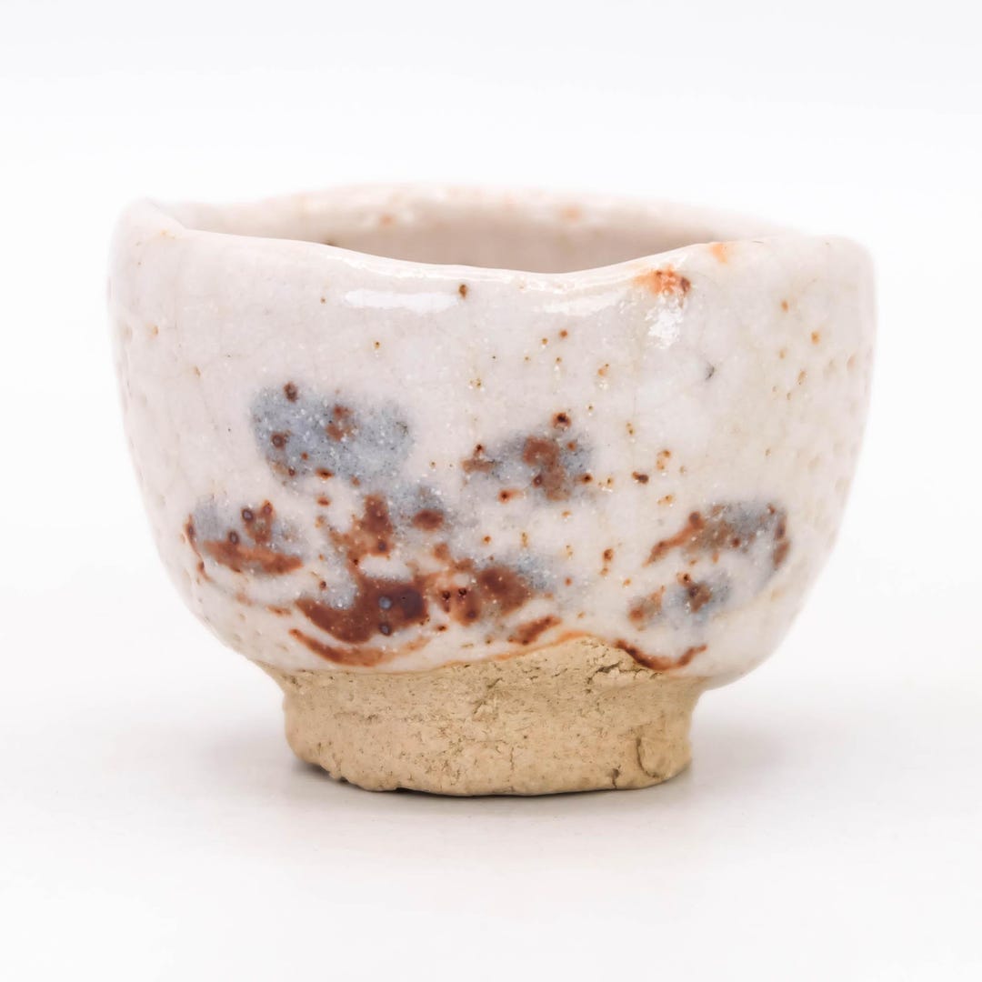 Japanese Sake Cup Plum Blossom Design Shino Ware E-shino Guinomi ...