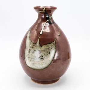 Japanese Pottery Vase Nuka Tenmoku Kaki Glaze Mashiko Ware Hanaire ...