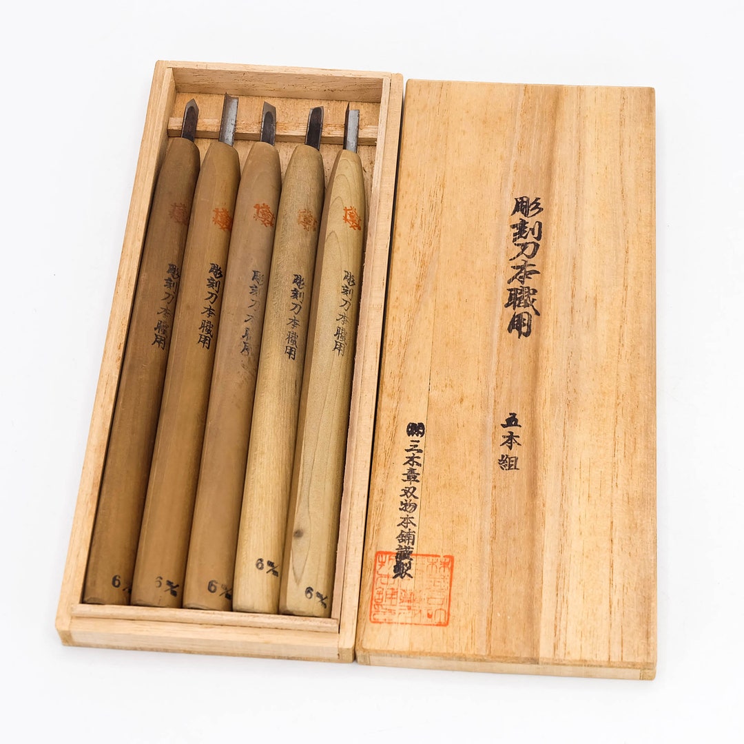 Japanese Wood Carving Chisels 6mm Set of 5 by Mikisyo Hamono Honpo - Etsy