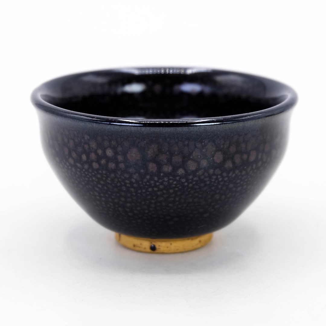Guinomi Sake Cup Yuteki Tenmoku Oil Drops Glaze by Josen Kiln Mino Ware ...