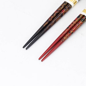 Japanese Lacquered Wooden Soup Bowl With Chopsticks Tsugaru-nuri Lacquerware Kara-nuri Shiru-wan ...