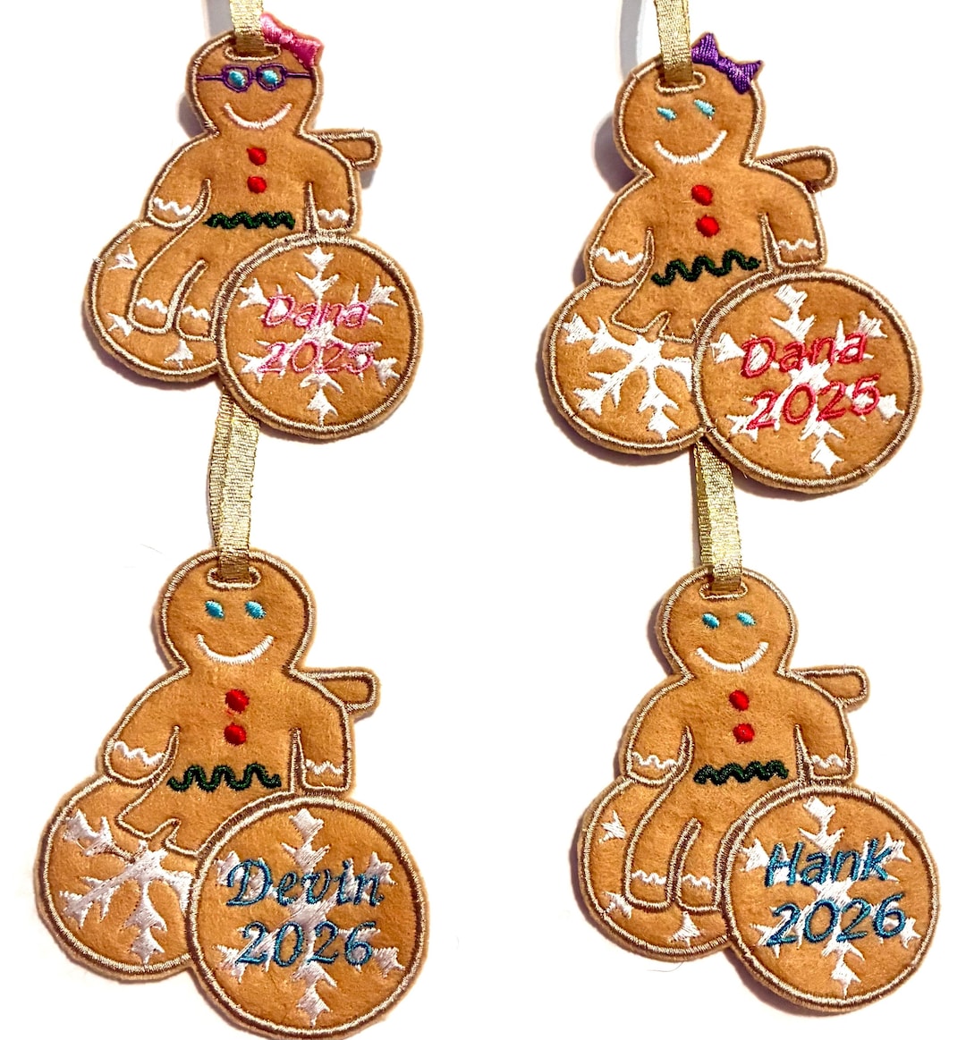 Personalized Felt Gingerbread Boy or Girl With Wheelchair Ornaments - Etsy
