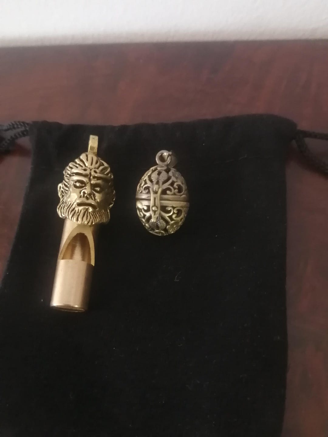 Antique Brass Witches Zeus Protection Whistle With Cage Blood Stone ...