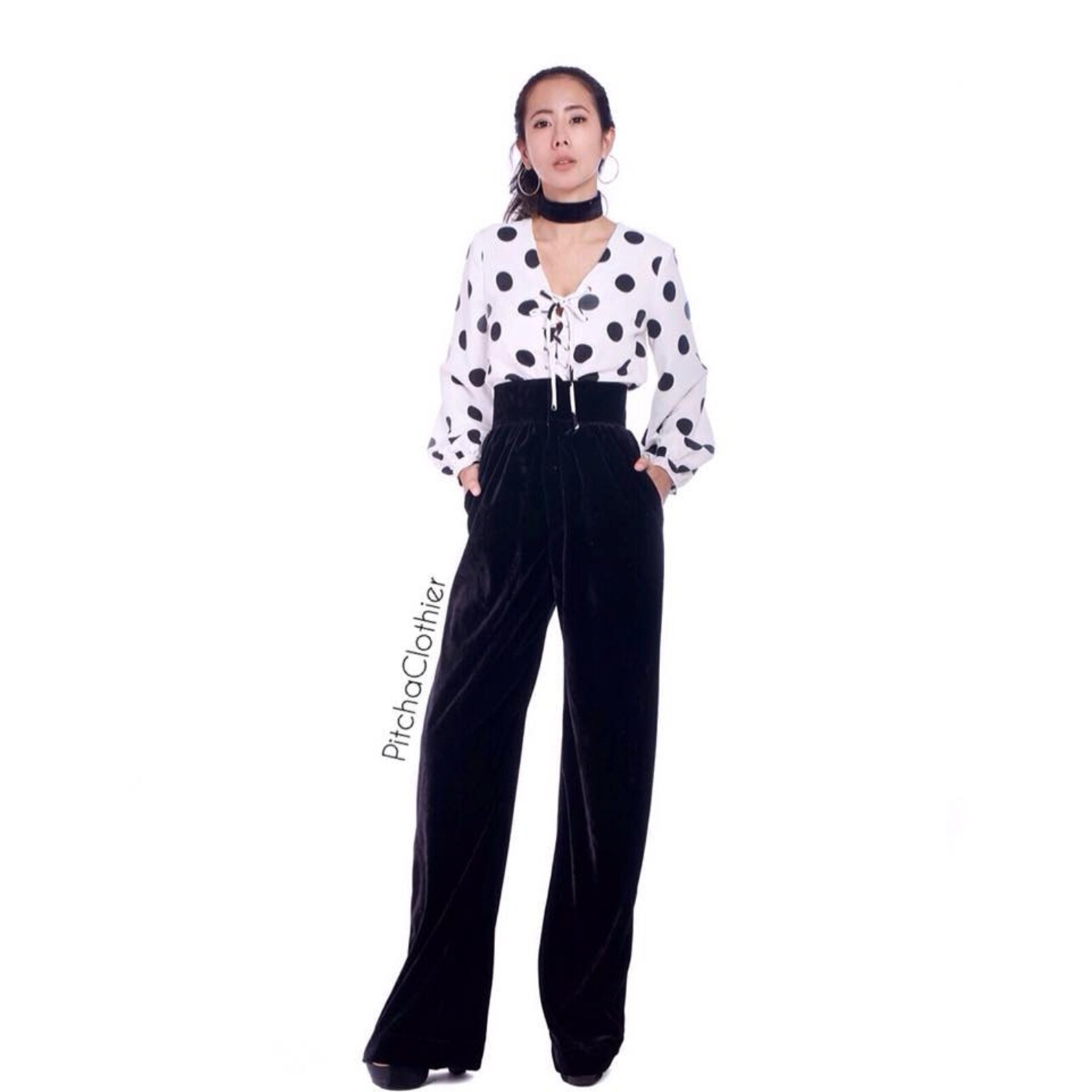 Women's High Waist Velvet Wide Leg Pants Vintage 70s - Etsy