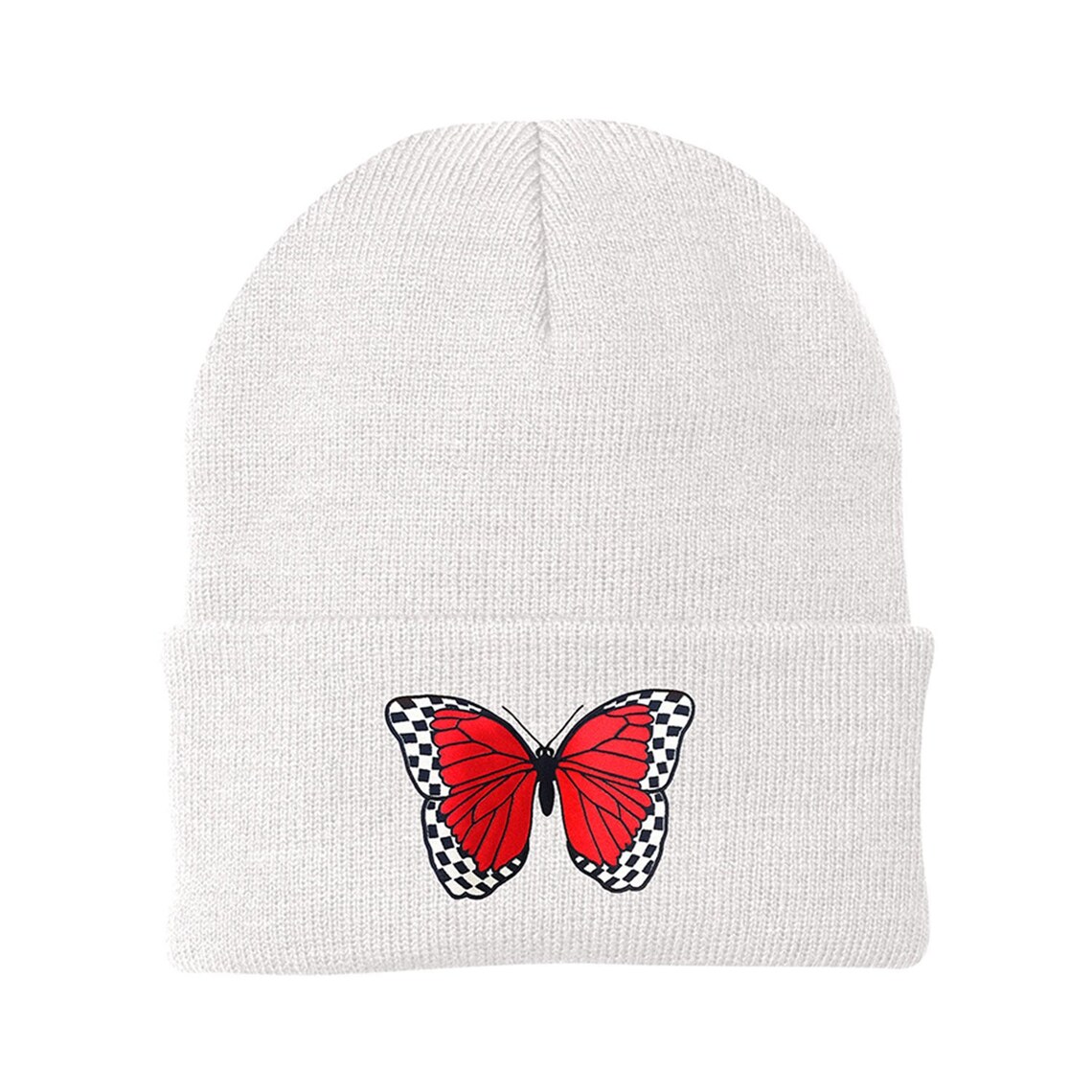 Butterfly Beanie VSCO Girl Boho Racing Checkers Trendy Hat | Etsy