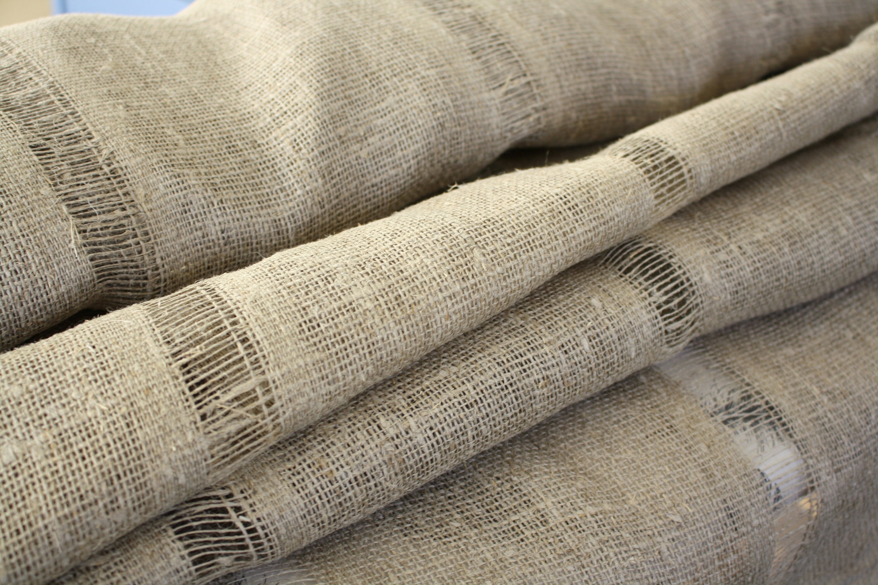 Pure Linen Fabric Rough Thick Flax Burlap Textile by the Yard Natural ...