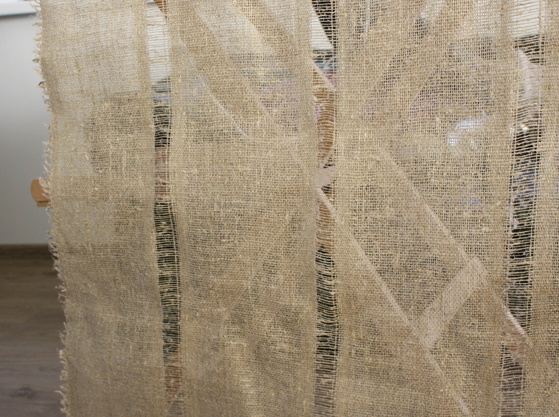 Pure Linen Fabric Rough Thick Flax Burlap Textile by the Yard Natural ...