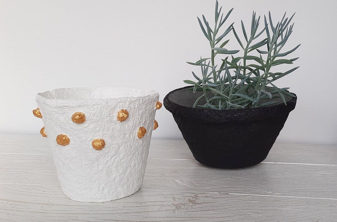 Recycled Paper Pot Paper Mache Decor Textured Basket Decorative Bowl ...