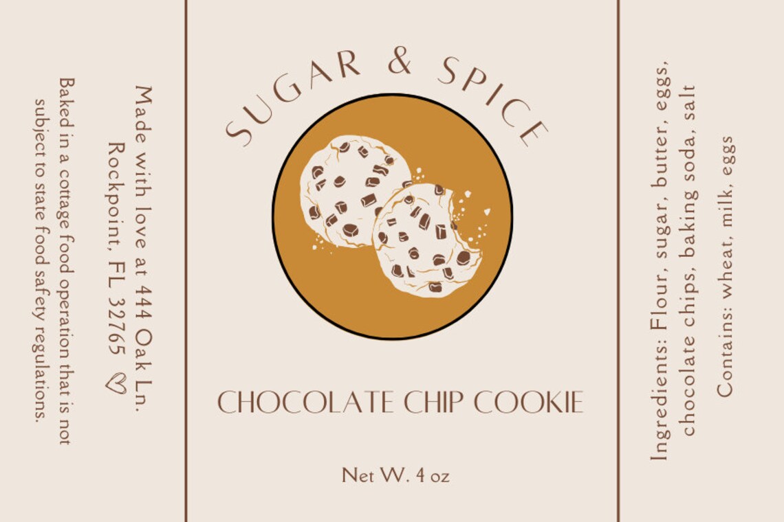 Cottage Bakery Label Template - Etsy