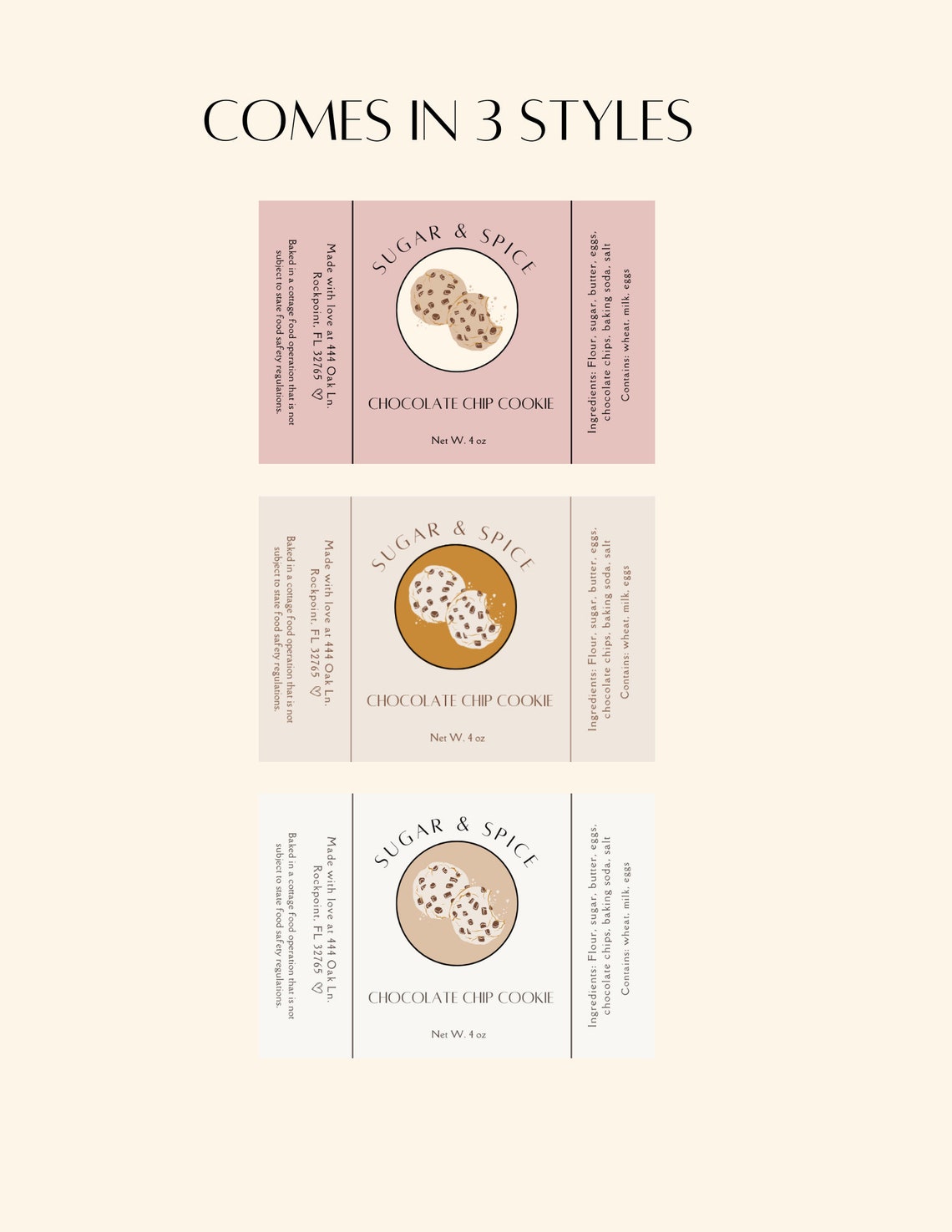 Cottage Bakery Label Template - Etsy