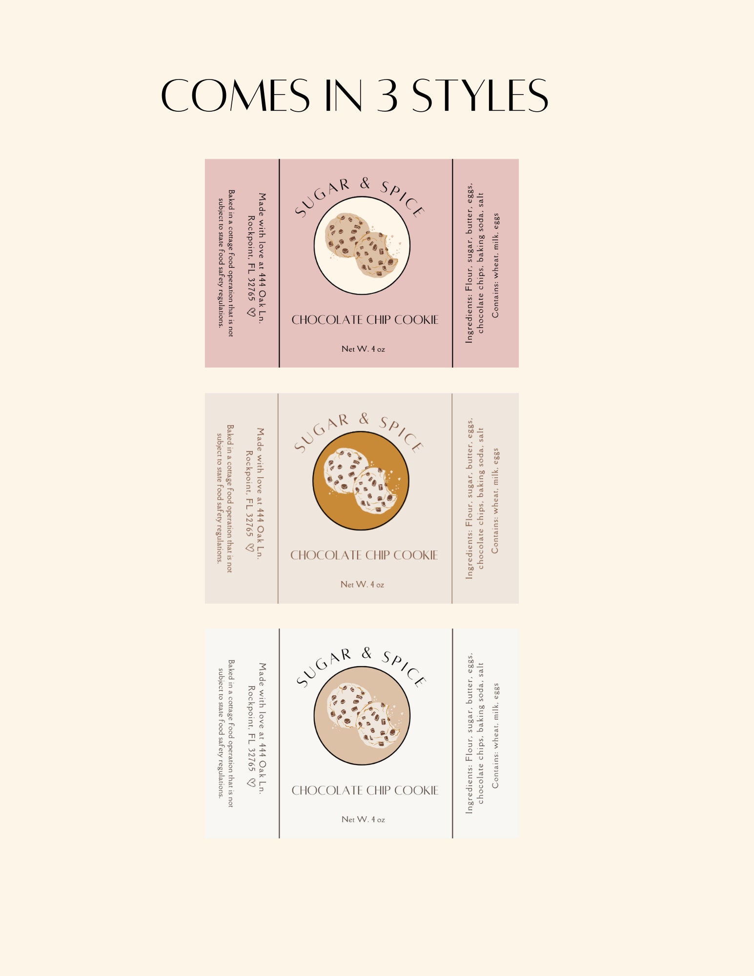 Cottage Bakery Label Template - Etsy