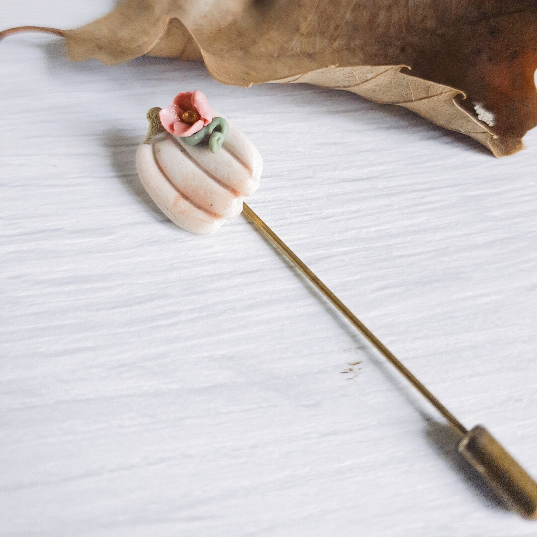 Halloween Pumpkin Lapel Pin. Handmade Polymer Ceramic Pin. Collar Pin ...
