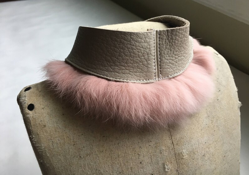 Pink Slender Choker NZ Deer Hide and Rabbit Fur Trim - Etsy