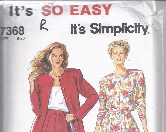 Simplicity 7368 Sewing Pattern From 1999 for Misses Jacket and Skirt ...