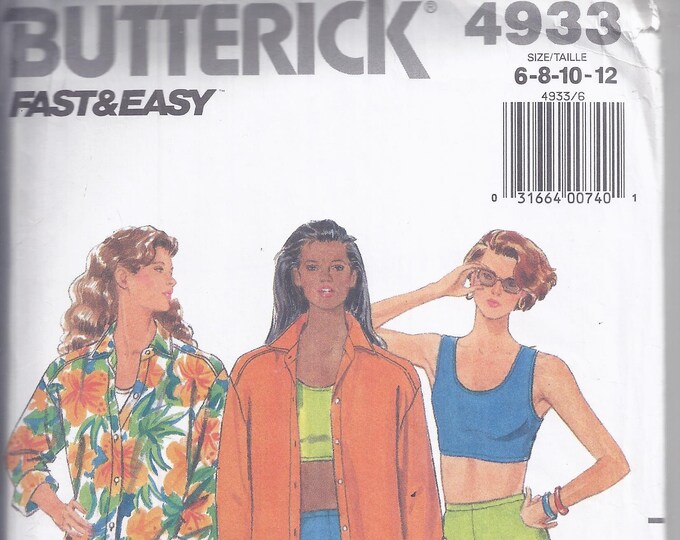 Butterick 4933 Sewing Pattern From 1990. Misses' Shirt, Top, Shorts ...
