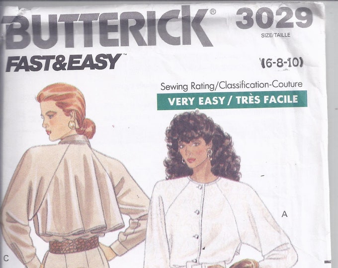Butterick # 3029 Sewing Pattern From 1988. Misses Shirt With Raglan ...