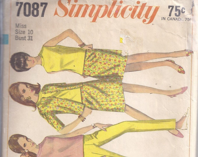 Simplicity 7087 Vintage Sewing Pattern From 1967: Misses Dress or ...