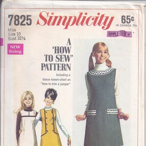 Simplicity Sewing Pattern 7825 From 1968. Misses Jumper. Bust 32 1/2 ...