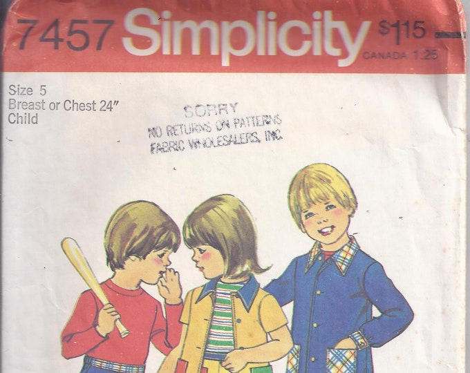 Simplicity 7457 Sewing Pattern From 1976. Child's Shirt-jacket, Skirt ...