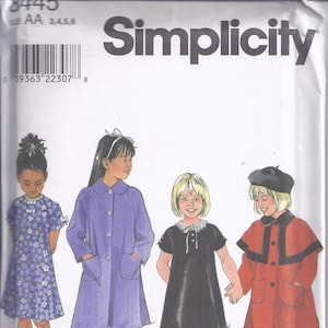 Simplicity 8445 Sewing Pattern From 1998. Girls A-line Coat and Dress ...