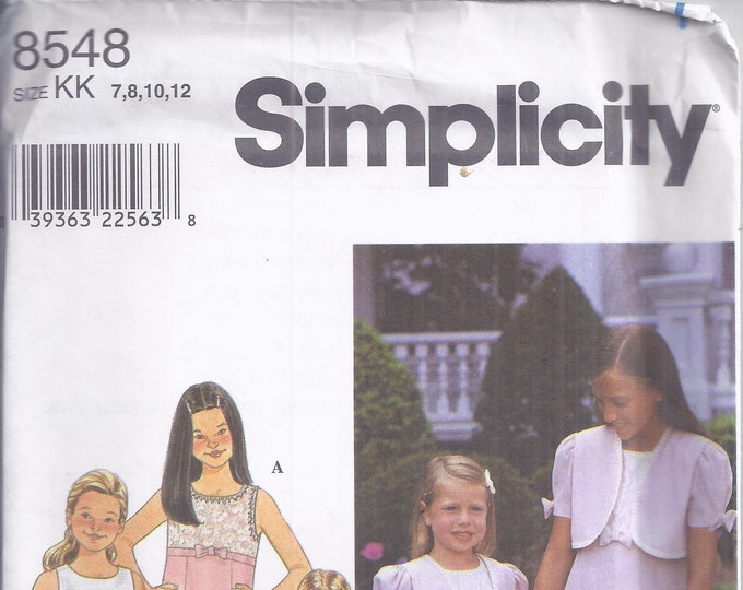 Simplicity 8548 Sewing Pattern From 1998.. Girls Dress and Bolero ...