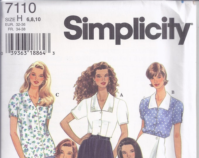 Simplicity Sewing Pattern # 7110 From 1996. Misses Tops With Optional ...