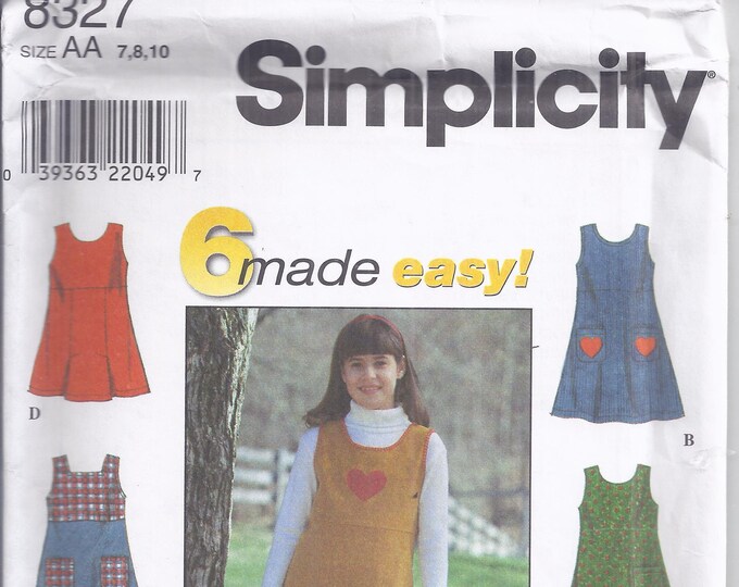 Simplicity 8327 Sewing Pattern From 1998. Girls Jumper With Raised ...