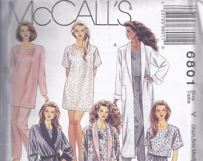 Mccall's 6801 Sewing Pattern From 1993. Misses Robe With Belt, Tunic ...