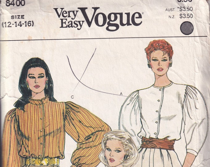 Vogue Sewing Pattern 8400 From 1970's. Misses Blouse. Bust 34-38 Size ...