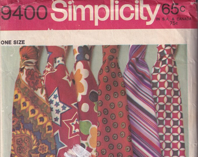 Simplicity 9400 Sewing Pattern From 1971. Men's Set of Jiffy Ties and ...