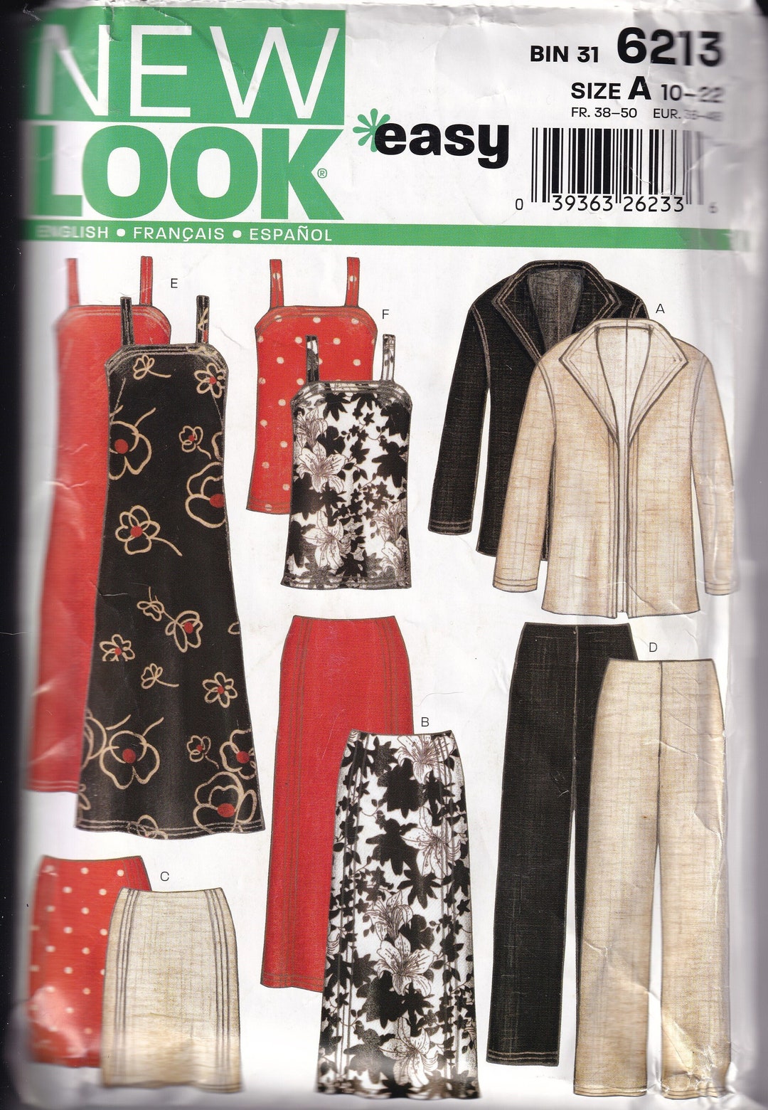 New Look Sewing Pattern 6213 From the 2003. Misses Jacket, Pants, Skirt ...