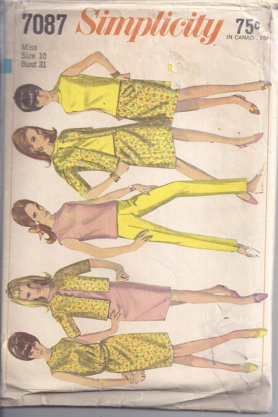 Simplicity 7087 Vintage Sewing Pattern From 1967: Misses Dress - Etsy