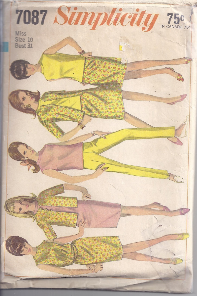 Simplicity 7087 Vintage Sewing Pattern From 1967: Misses Dress - Etsy