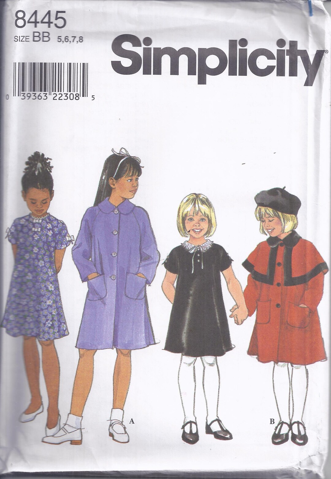 Simplicity 8445 Sewing Pattern From 1998. Girls A-line Coat - Etsy