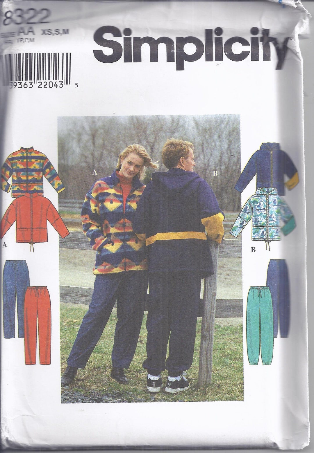 Simplicity 8322 Sewing Pattern From 1998. Misses', Men's or Teen Boys ...