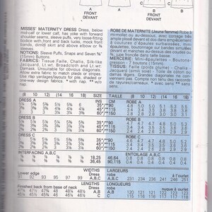 Butterick Sewing Pattern 4877 From 1987. Misses Maternity Dress With ...