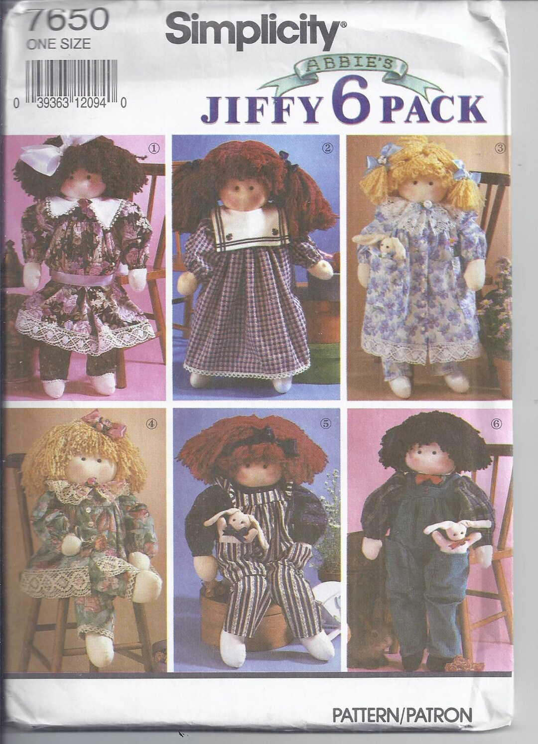 Simplicity Crafts 7650 From 1991 Soft Doll Pattern: 22" Doll and Six ...