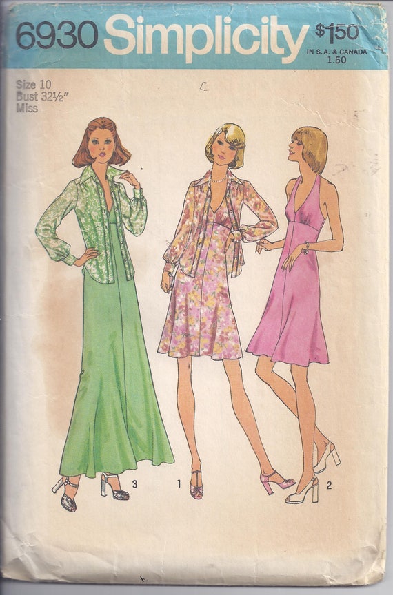 Simplicity 6930 Vintage Pattern From 1975. Misses Halter | Etsy