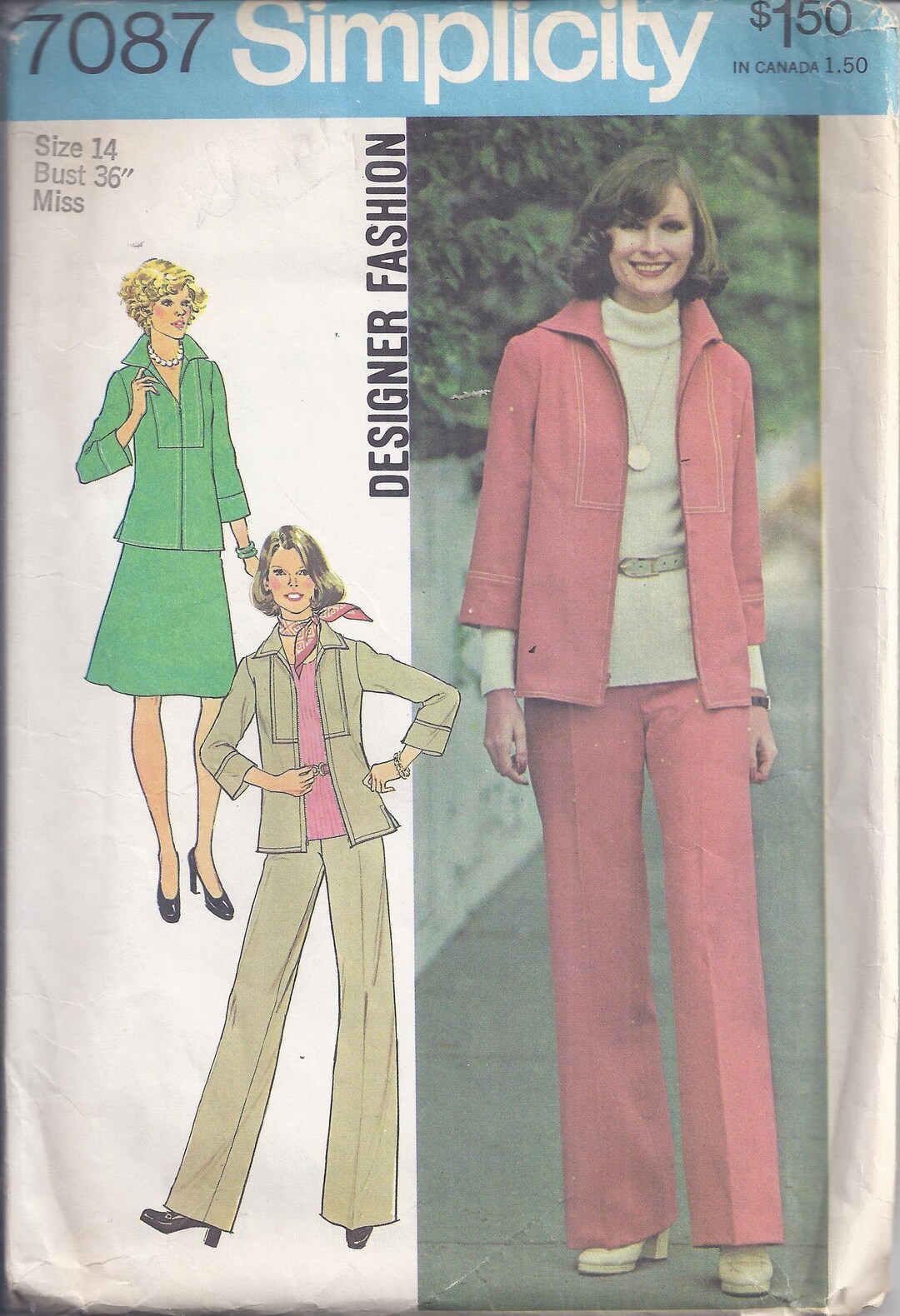 Simplicity 7087 Pattern From 1975; Misses Shirt-jacket, Skirt and Pants ...