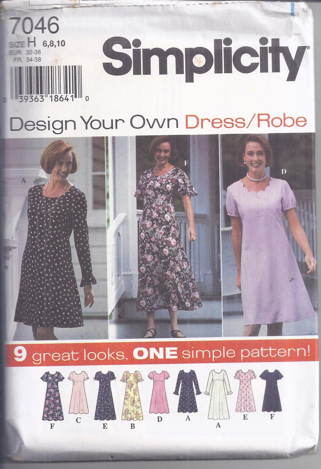 Simplicity Sewing Pattern 7046 From 1996. Misses Dress With Raised ...