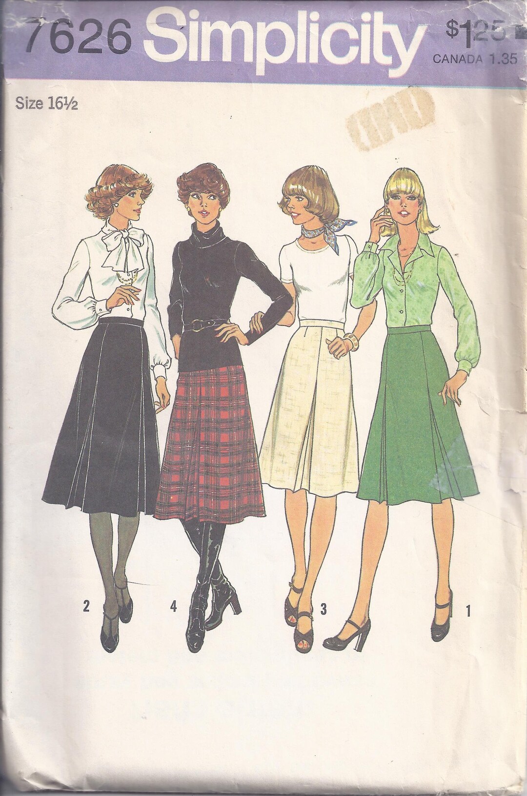 Simplicity 7626 Vintage Sewing Pattern From 1976. Misses Skirts With ...