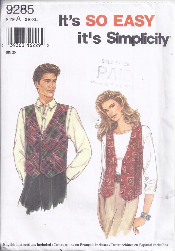 Simplicity 9285 Sewing Pattern From 1994. Misses' | Etsy