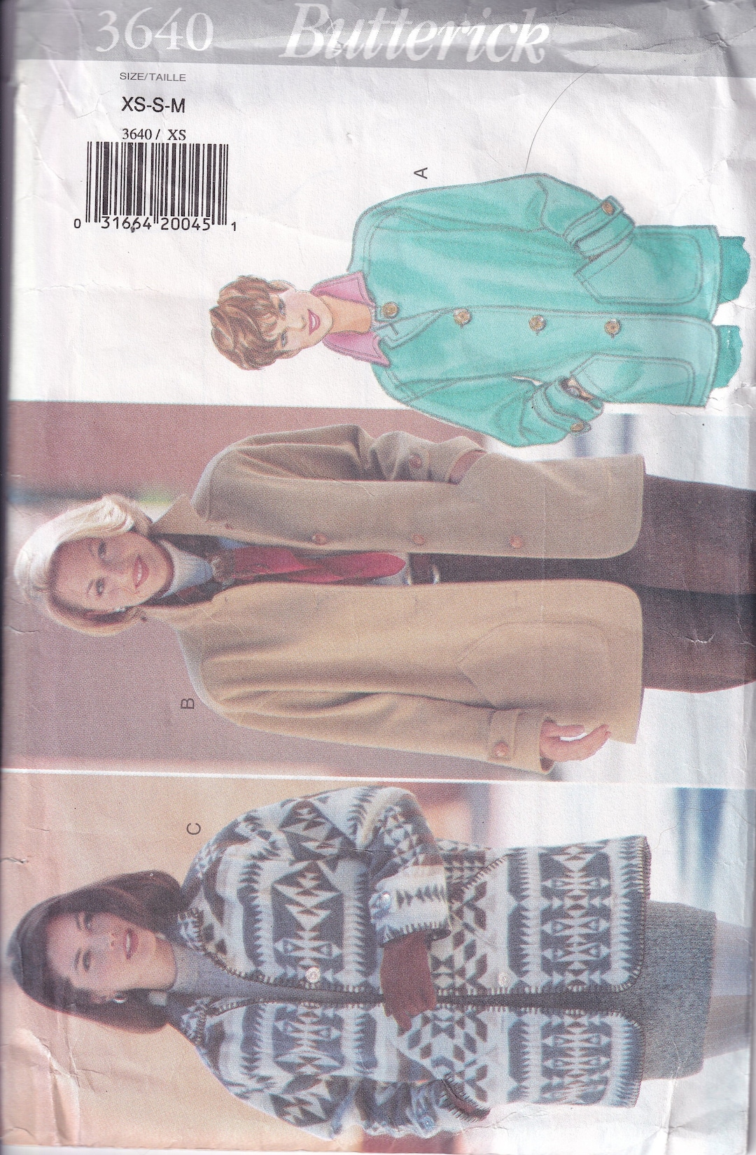 Butterick 3640 Sewing Pattern From 1994. Misses Unlined Jacket. Bust 30 ...